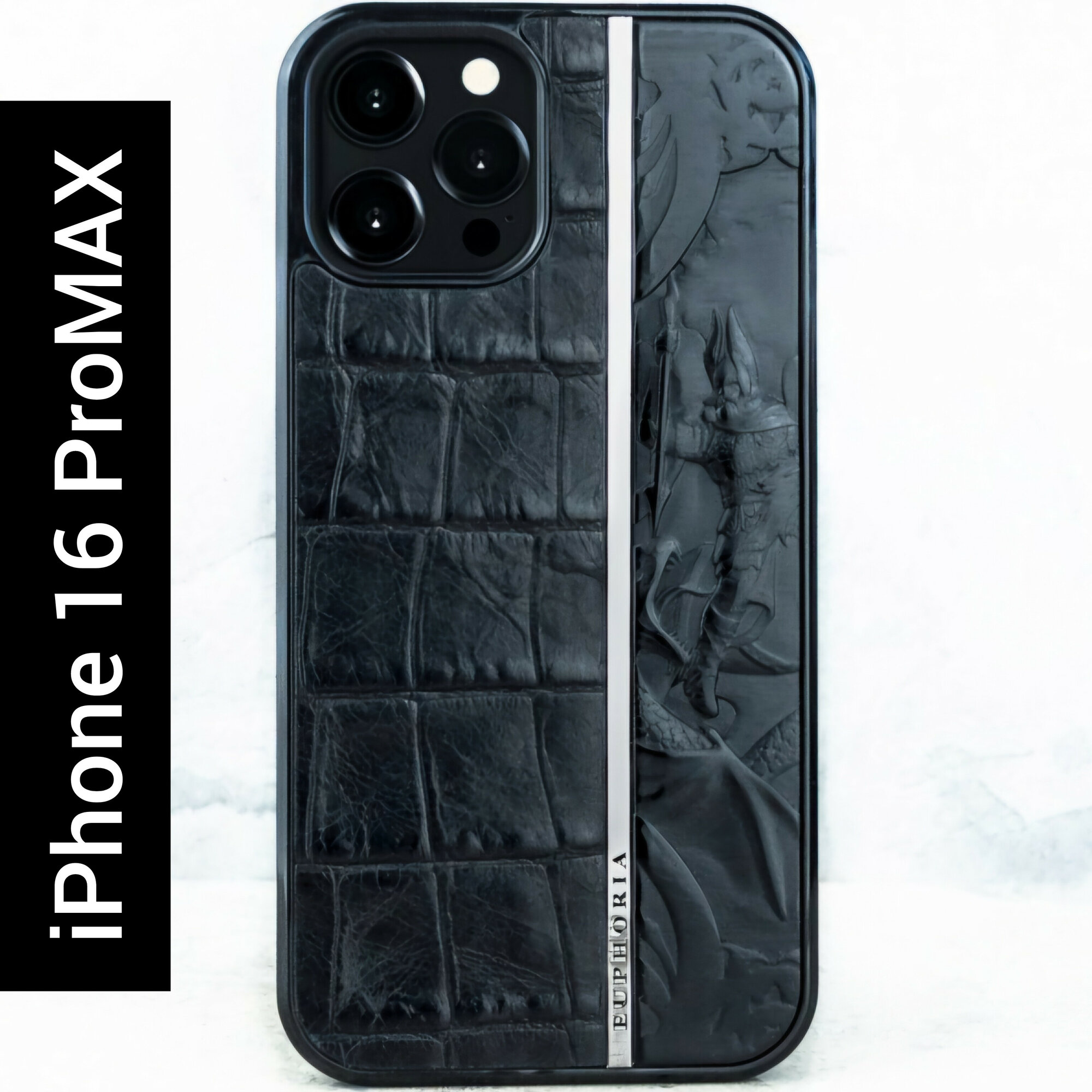 Чехол iPhone 16 Pro Max / Euphoria HM Sauroctonos - Euphoria HM Premium - натуральная кожа, металл, премиум