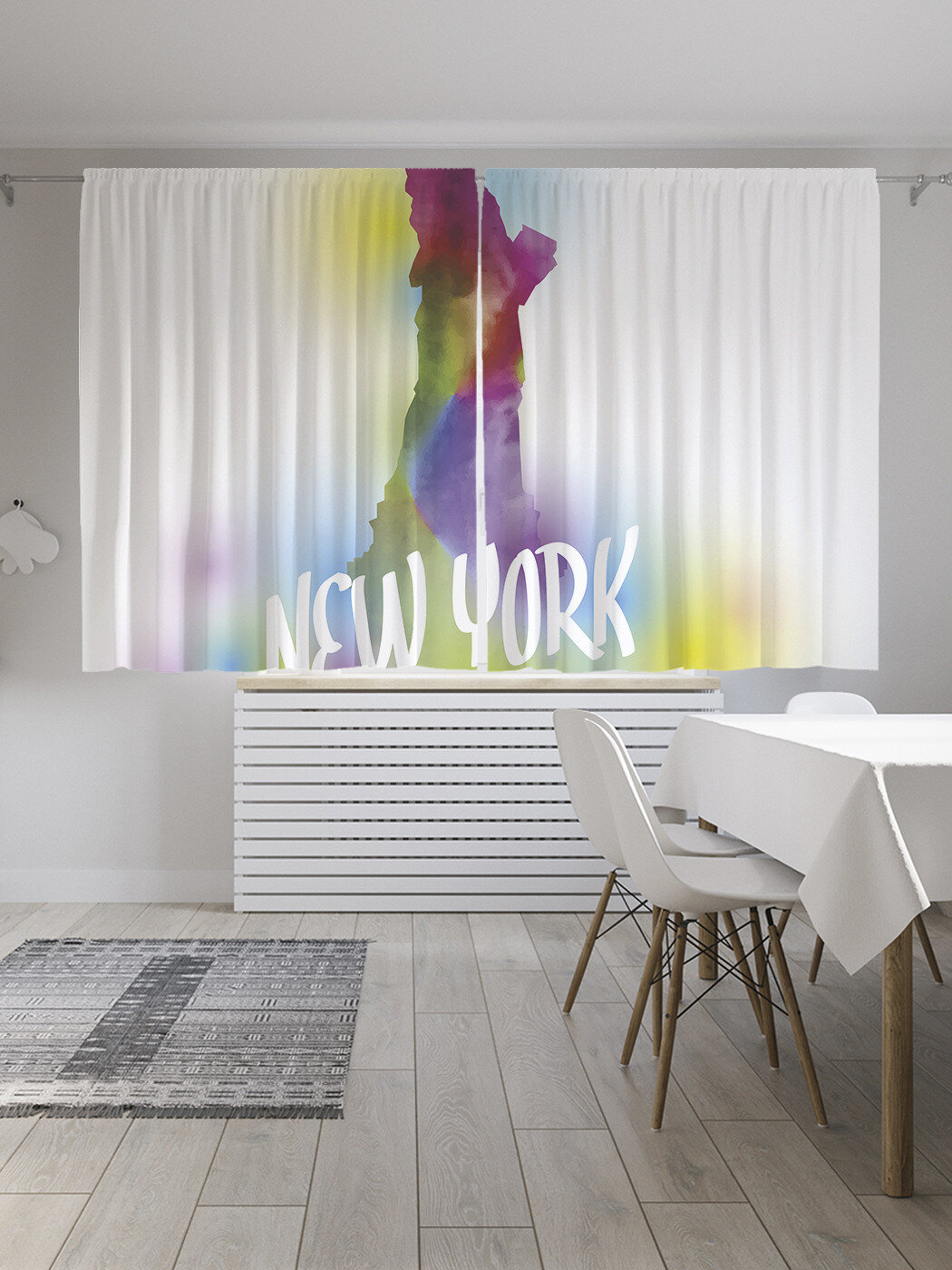 Фотошторы короткие "Статуя Свободы", 2 полотна шириной по 145 см, высота 180 см, JoyArty