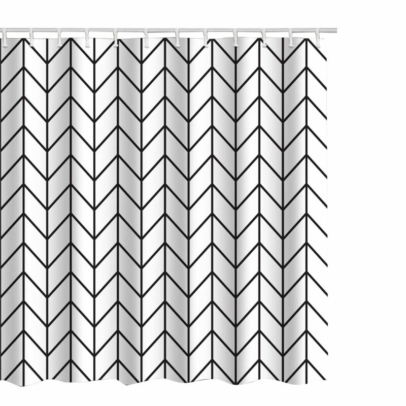 Геометрические занавески для душа, полиэстеровые занавески, водонепроницаемые украшения для ванной комнаты с пластиковыми крючками, современный стиль