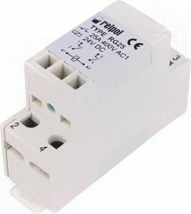 Реле RELPOL RG25-3022-28-1024 Реле: электромагнитное DPST-NO Uобмотки: 24ВDC 25A/400ВAC DIN 1шт