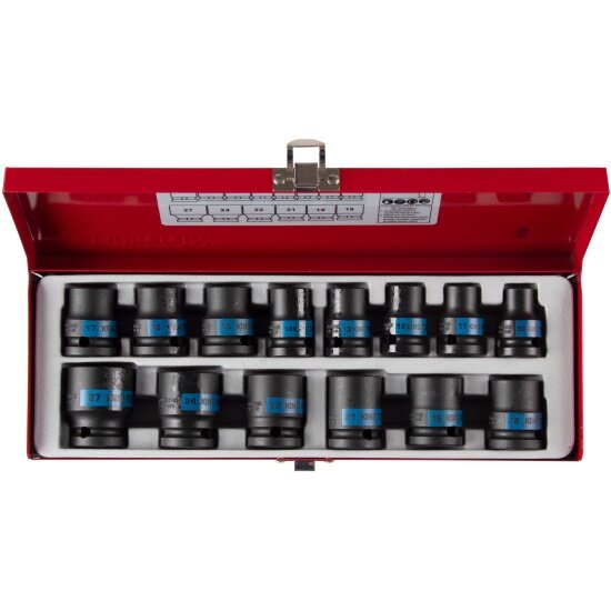 Набор ударных торцевых головок King Tony 1/2", шестигранные, 10-27 мм, 14 предметов