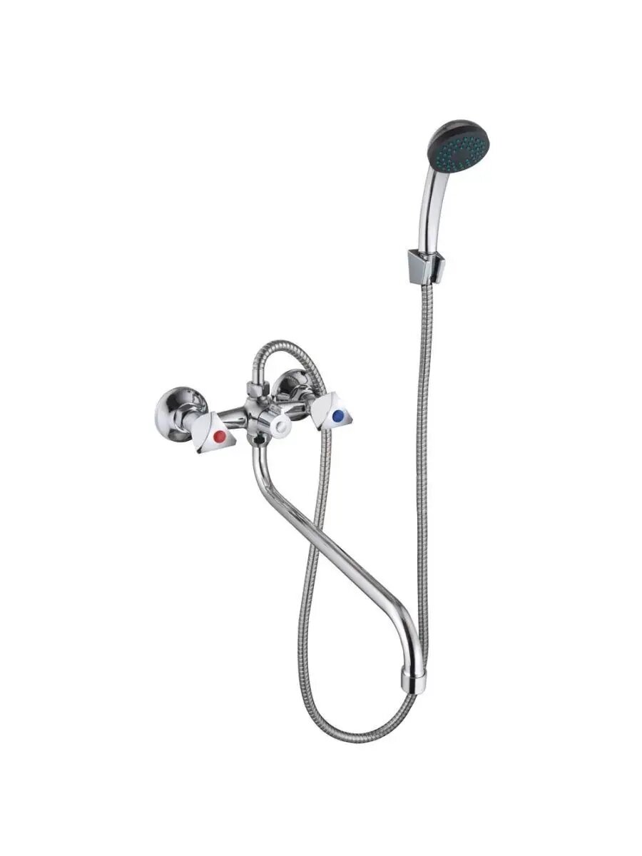 Смеситель для ванны с душем, круглый поворотный излив 40 см, цинк