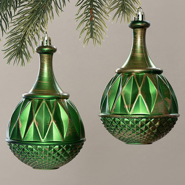 Елочная игрушка Fattura - Antique Green 8 см, 2 шт, пластик, Winter Deco, 2000036