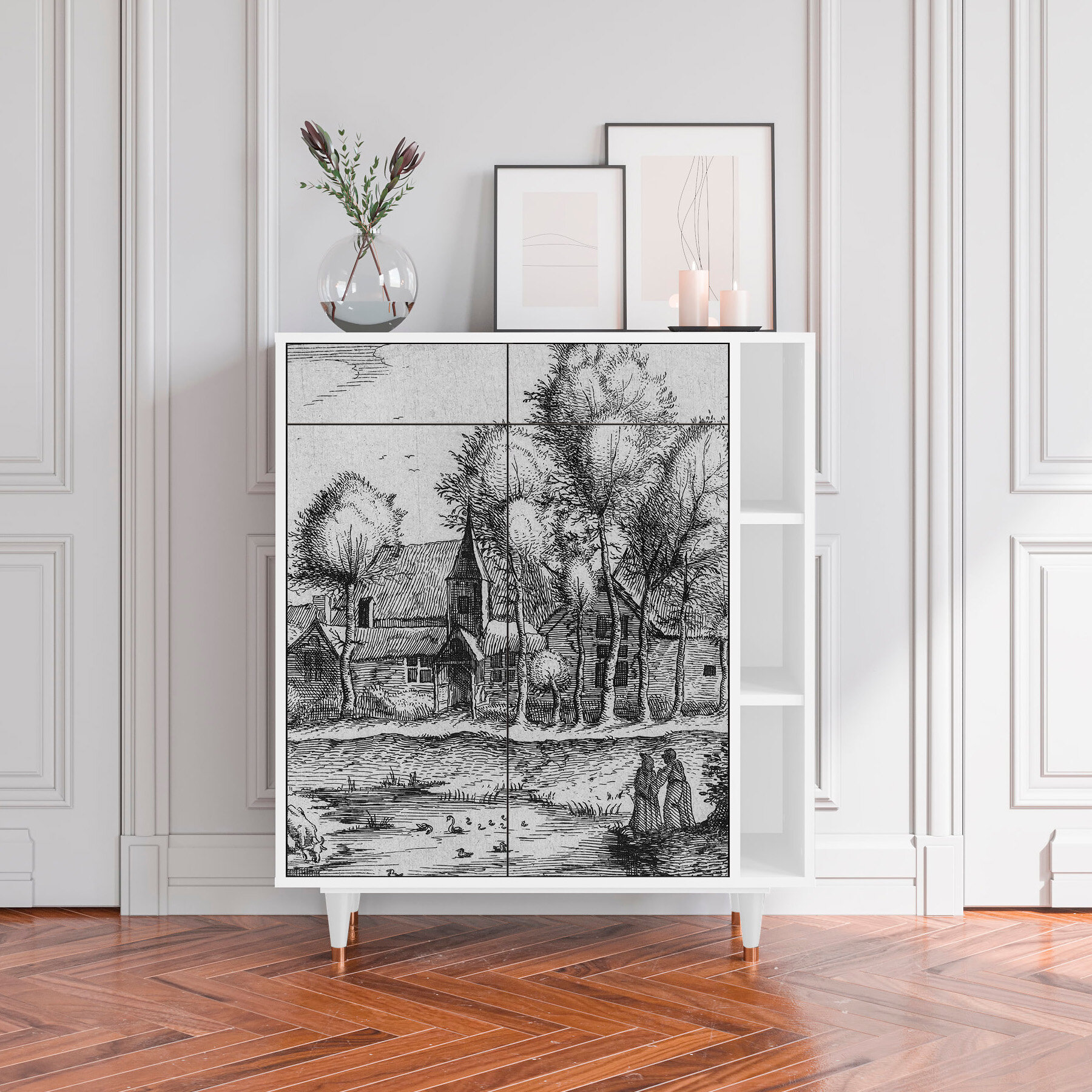 Комод - STORYZ - BS6 A Pond by Pieter Breugel , Размер - 94 x 110 x 41 см, Цвет корпуса - , Белый