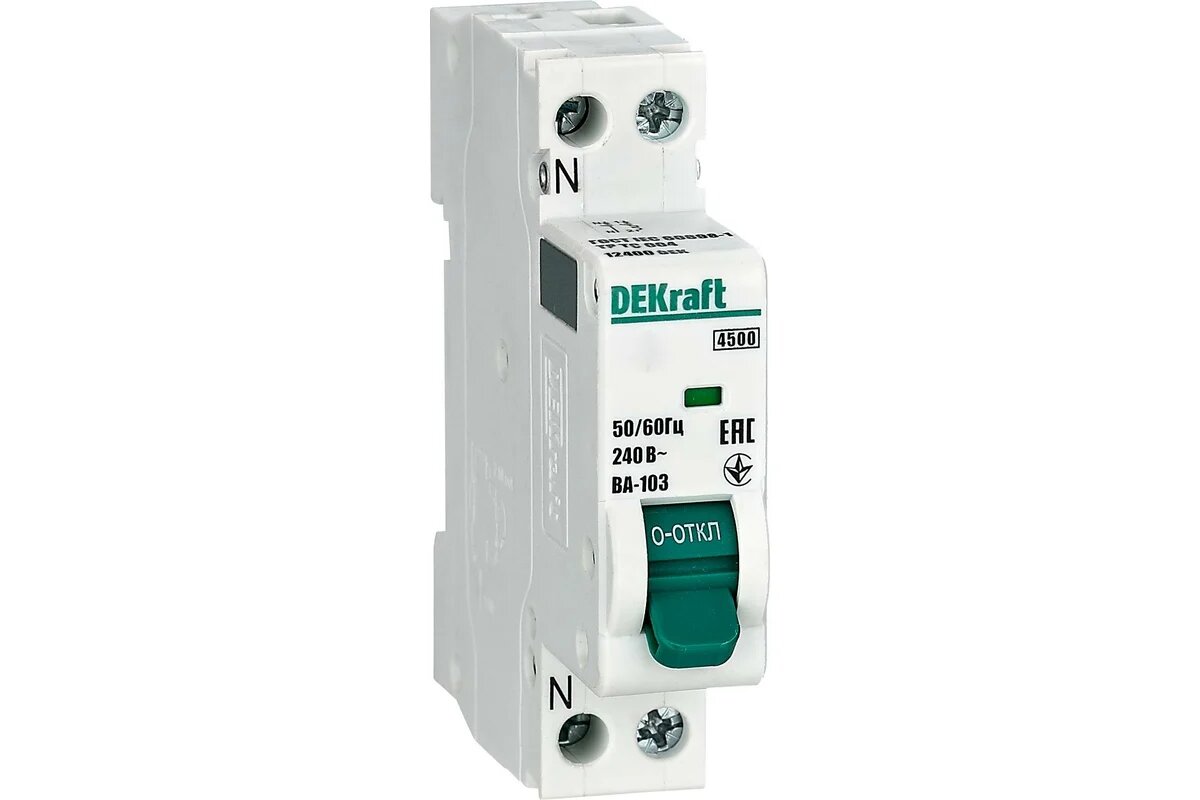 DEKraft авт. выкл. 1+n 16а х-ка d ва-103 4,5ка 12409DEK