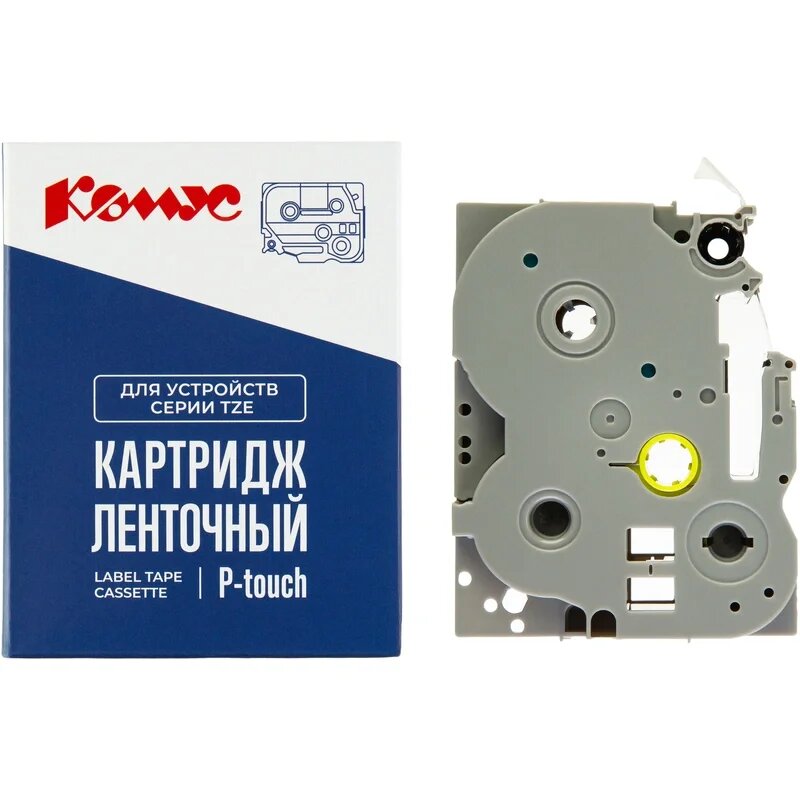 Картридж Комус TZE-921 для принтера этикеток Brother 9 мм х 8 м цвет ленты металлизированный шрифт черный, 1944146