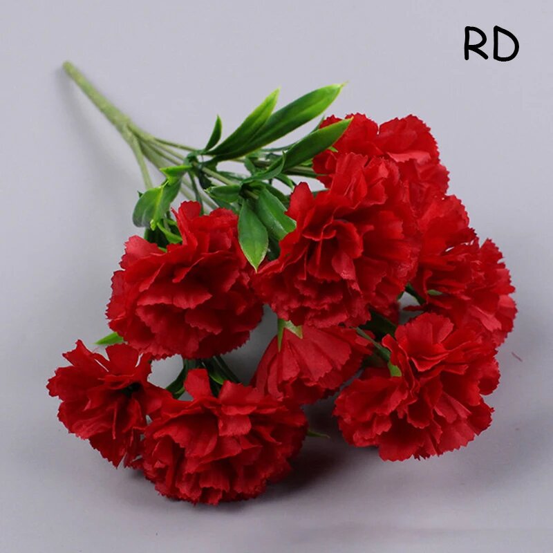 Искусственные шелковые гвоздики, набор из 10 штук Красный, Red