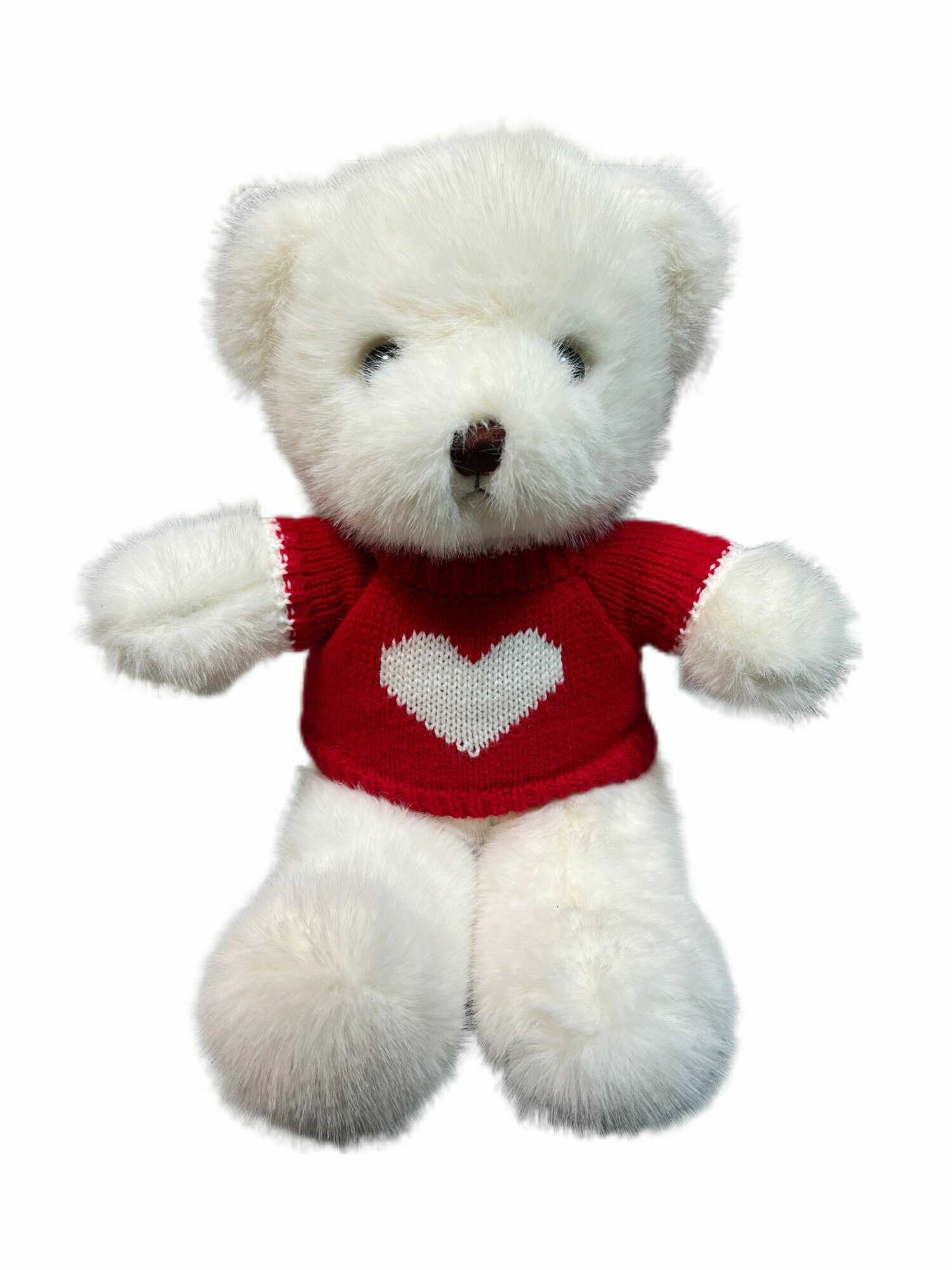 Мягкая игрушка Мишка , в кофте с сердцем, белый 30 см