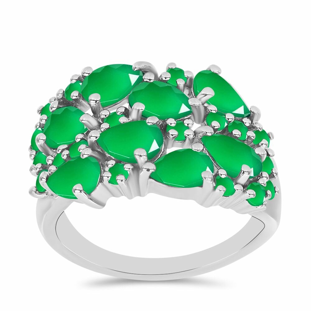 Кольцо тонкое, серебро, 925 проба, родирование, агат