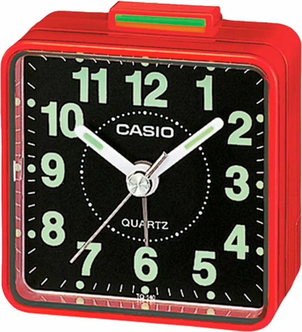 Будильник CASIO TQ-140-4D, кварцевый, пластиковый, красный, 5,7 см