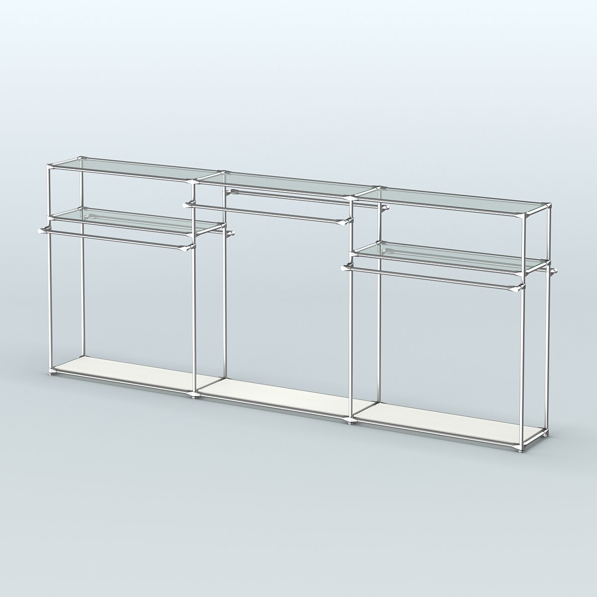 Островная торговая система хром 3600 мм с поручнями №6, Белый