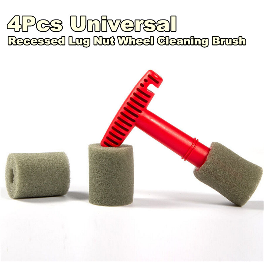4 штуки универсальных резьбовых щеток для очистки колес с ручкой и съемной губкой-вкладышем