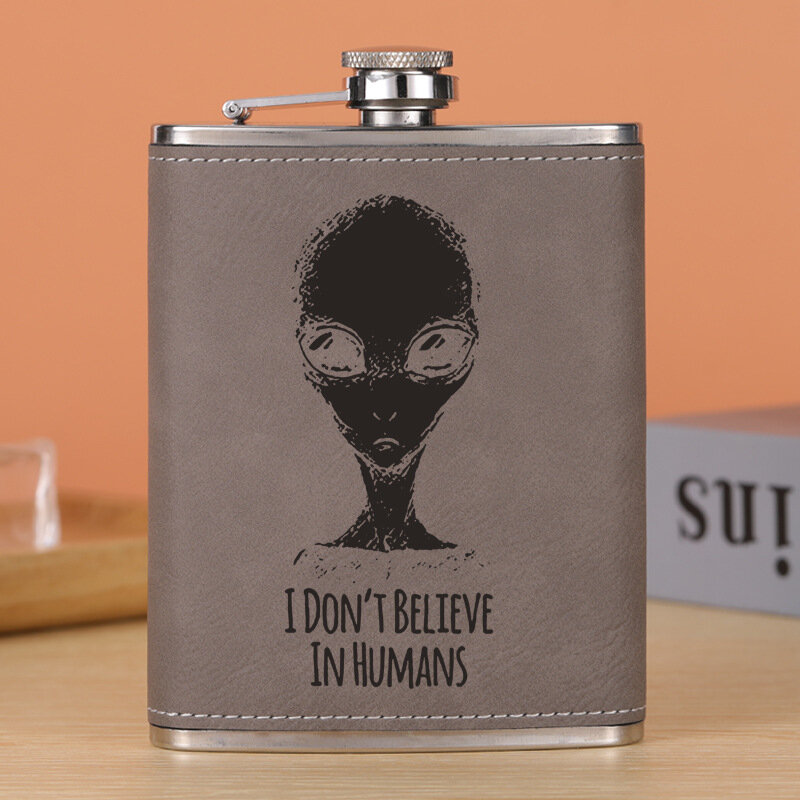 Кросс-бордерная русская фляга из нержавеющей стали 304 объемом 8 унций, портативная бутылка для вина с чехлом из PU кожи и лазерной печатью логотипа