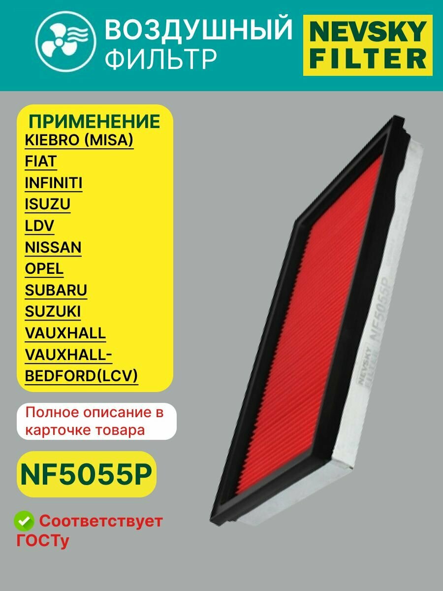 Фильтр воздушный Невский фильтр NF5055P для NISSAN Murano, Almera, Primera / Ниссан Альмера, Мурана, Примьера