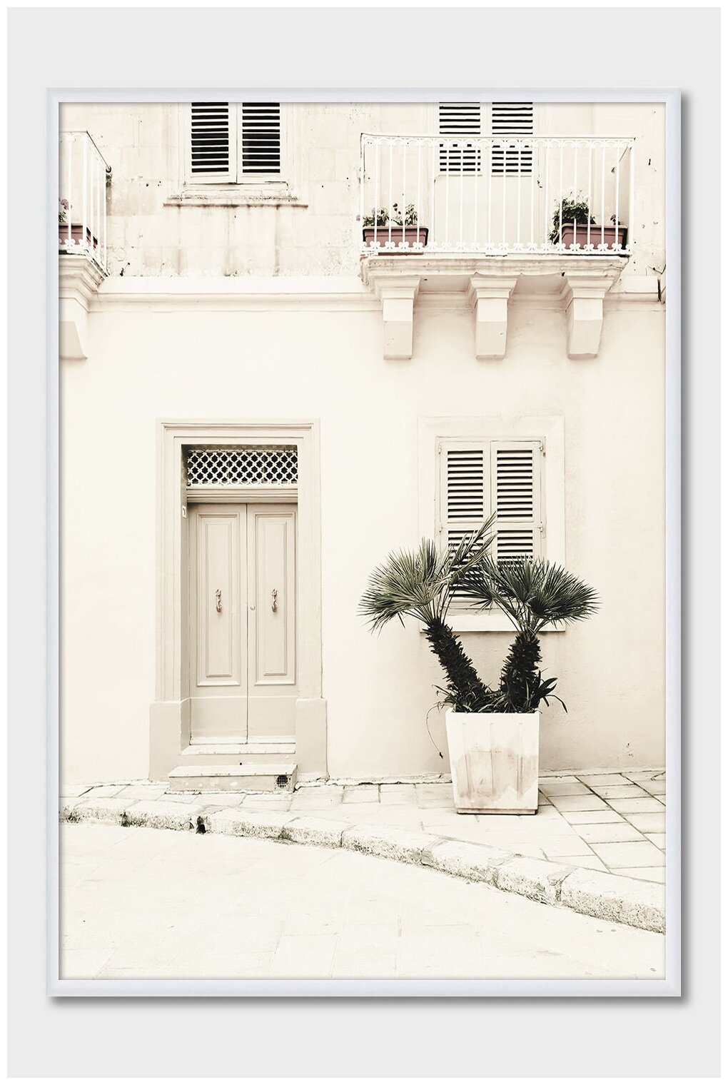 Постер на стену для интерьера Postermarkt Архитектура в песочных тонах №2, в белой рамке 40х50 см