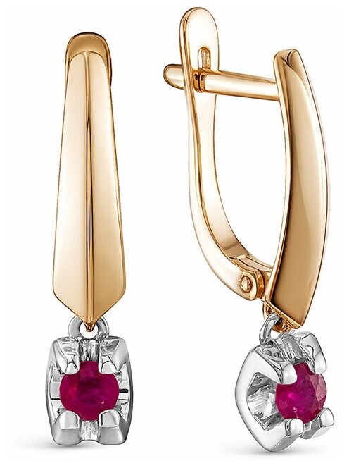 Серьги с подвесками, красное золото, 585 проба, родирование, рубин