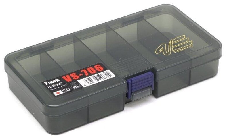 Коробка Meiho VS-706 LURE CASE L GRY 5 отделений с разделителями размеры: 186×103×34mm
