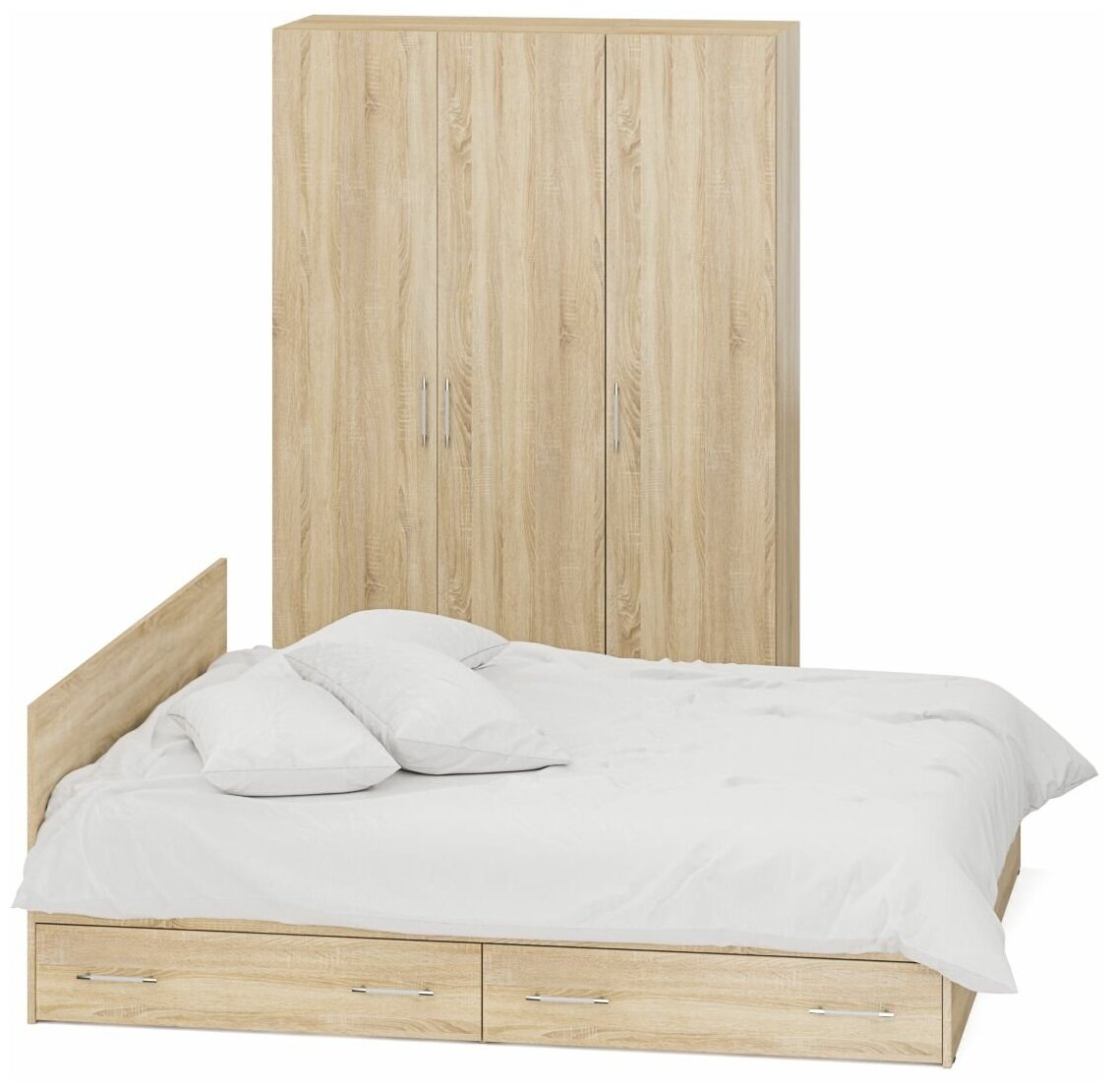 Спальный гарнитур Стандарт с кроватью 800 с ящиками, дуб сонома, см 1800х2000 мм, без матраса, основание есть