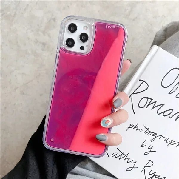Светящийся чехол для телефона «Зыбучий песок» для iPhone 16, 15, Розовый, для айфона 14 Про, Color A