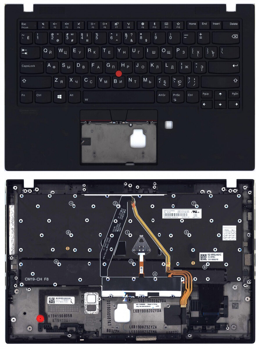 Клавиатура для Lenovo 5M10V25518 черная с черным топкейсом (ver.1)