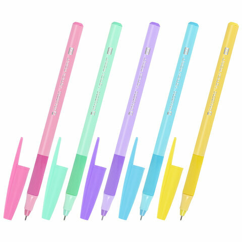 Ручка шариковая BRAUBERG "i-STICK POINT PASTEL", синяя, корпус ассорти, линия письма 0,35 мм, 144023