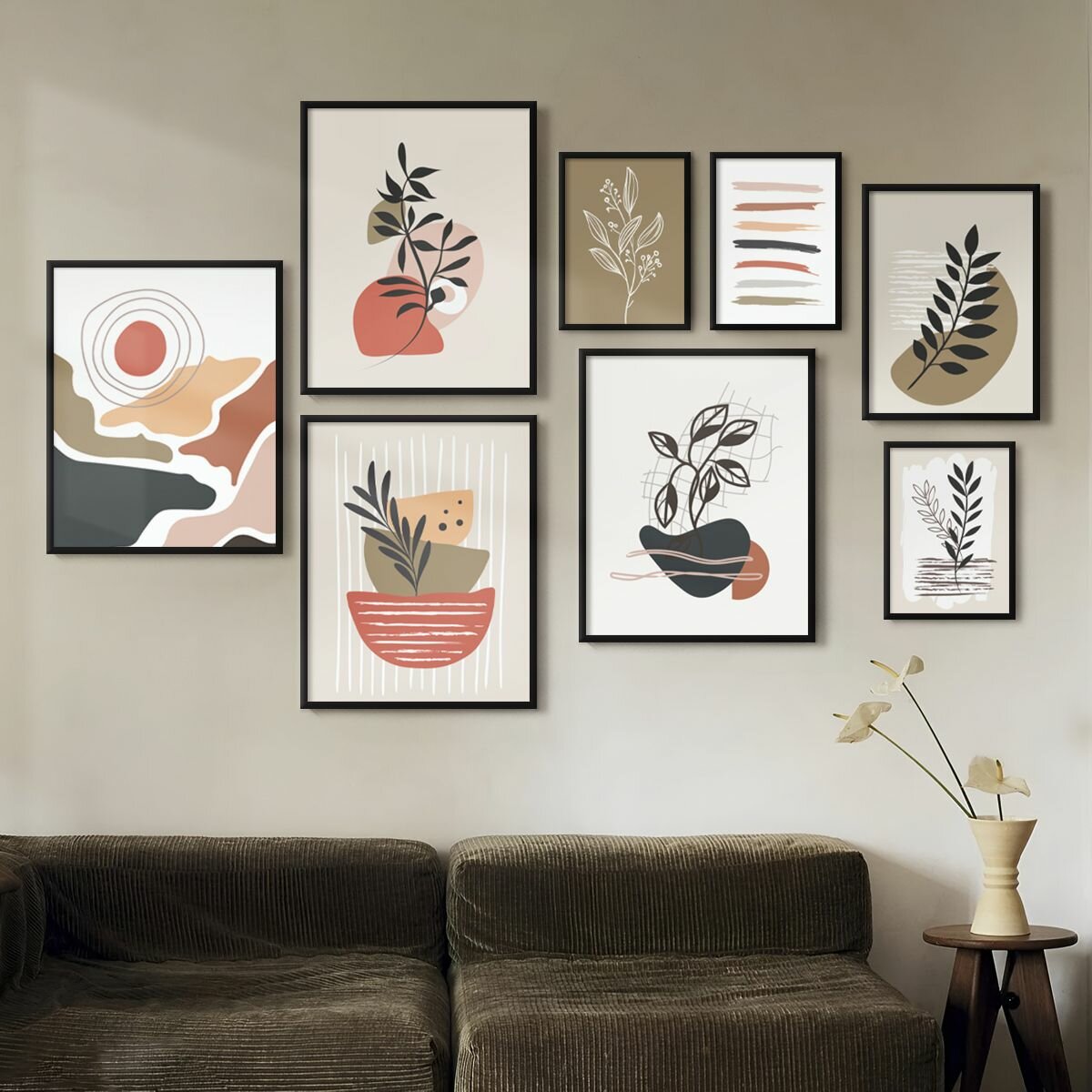 Постеры на стену для интерьера "Бохо" 8 шт, набор постеров, плакаты на стену, 28 Картин