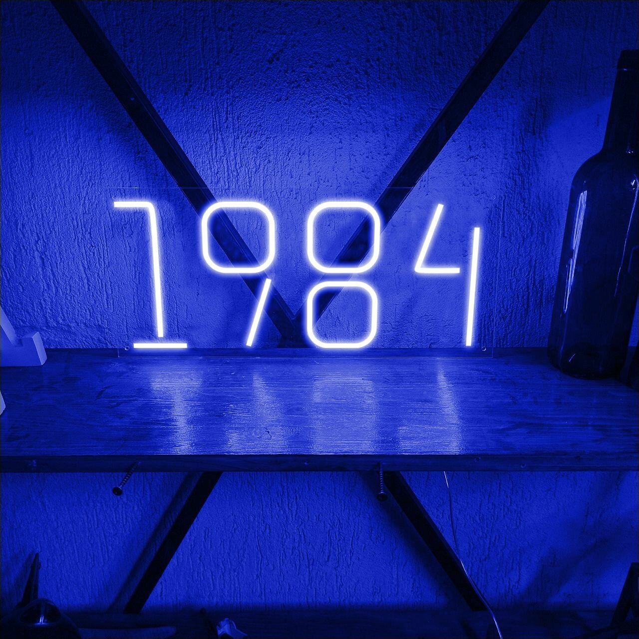 Неоновая табличка Elmarto 1984, 40x18 см, синяя