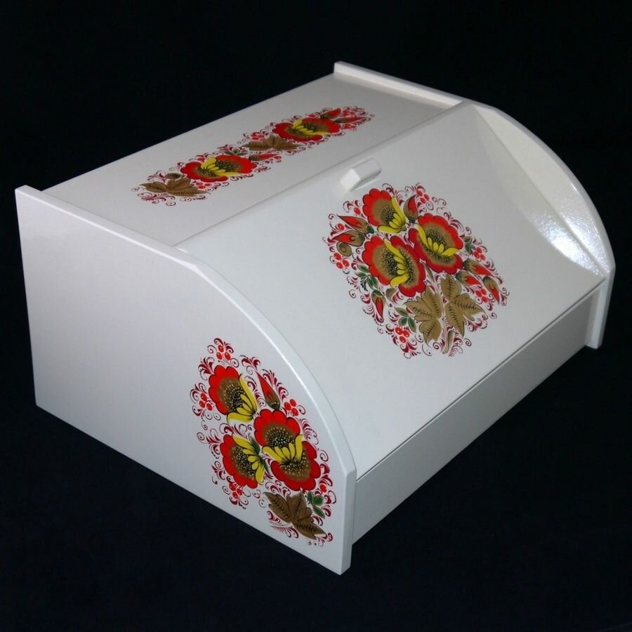 Хлебница с хохломской росписью - Маки, Хохломская роспись (Хохлома), ручная авторская работа