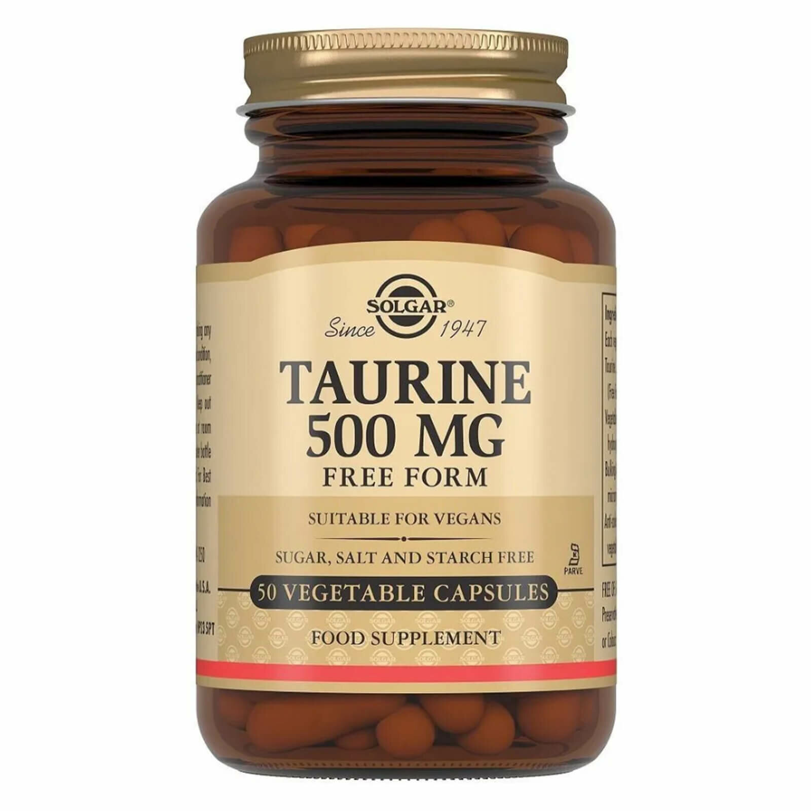Таурин 500мг, 50 капсул, Solgar