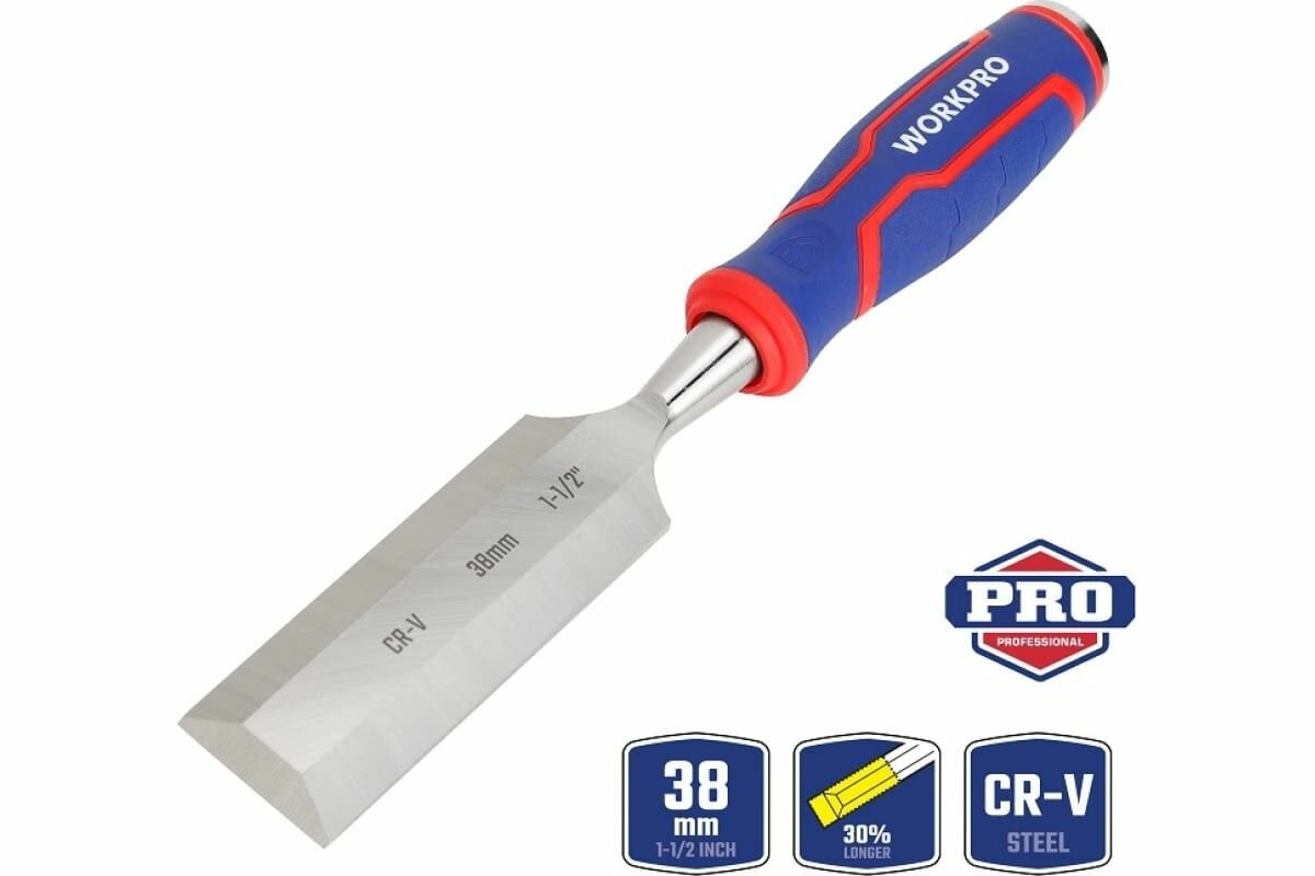 Стамеска-долото WORKPRO 38 мм, CR-V кованая сталь WP243012