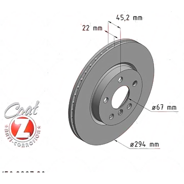 ZIMMERMANN 150.2927.20 (34116866297) диск торм BMW (БМВ) f45 / f46 / f55 / f56 / f57 / f54 14- пер вент 294x22 (цо
