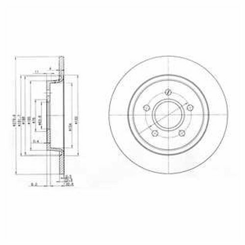 Диск тормозной задний Delphi BG3897C для Ford C-MAX (2007-2010), Ford Focus (2003-2013), Volvo C30 (2006-2013)