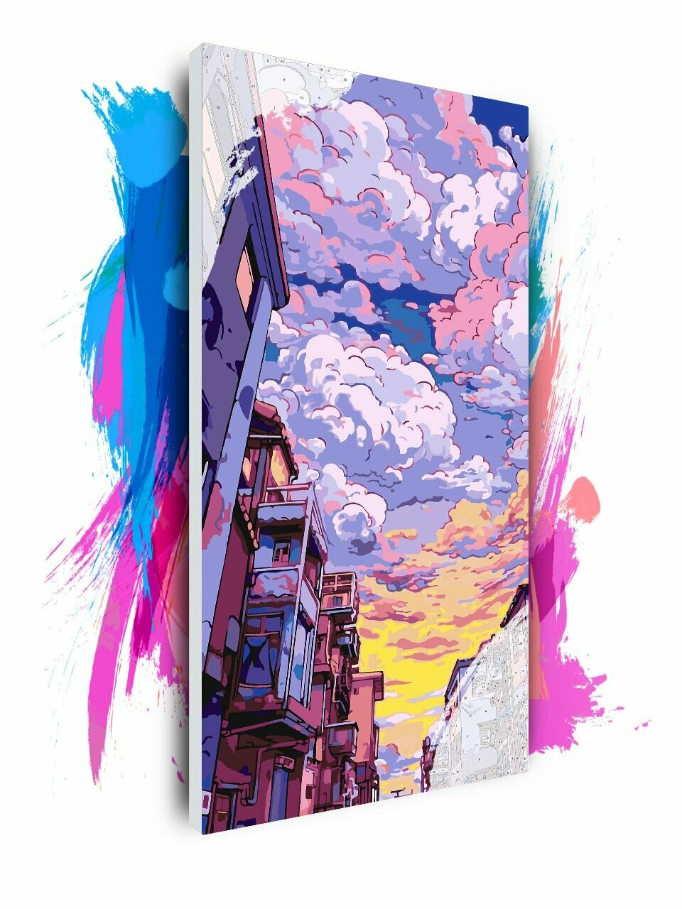 Картина по номерам на холсте Sunset in street, 60 х 120 см