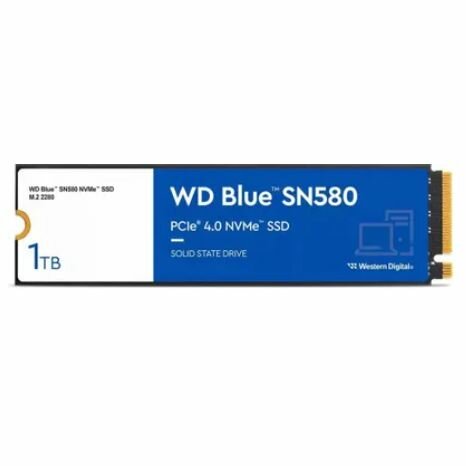 1 ТБ SSD M.2 накопитель WD Blue SN580 (WDS100T3B0E) - PCI-E 4.0, чтение - 4150 Мбайт/с, запись - 4150 Мбайт/с, 3D TLC NAND