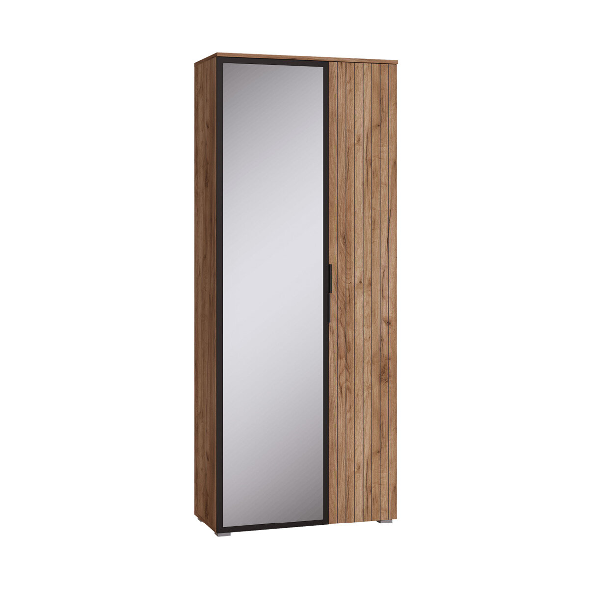 Шкаф распашной с зеркалом Гранд цвет дуб крафт табачный, размер ШхГхВ 82х38,7х203,6 см, универсальная сборка