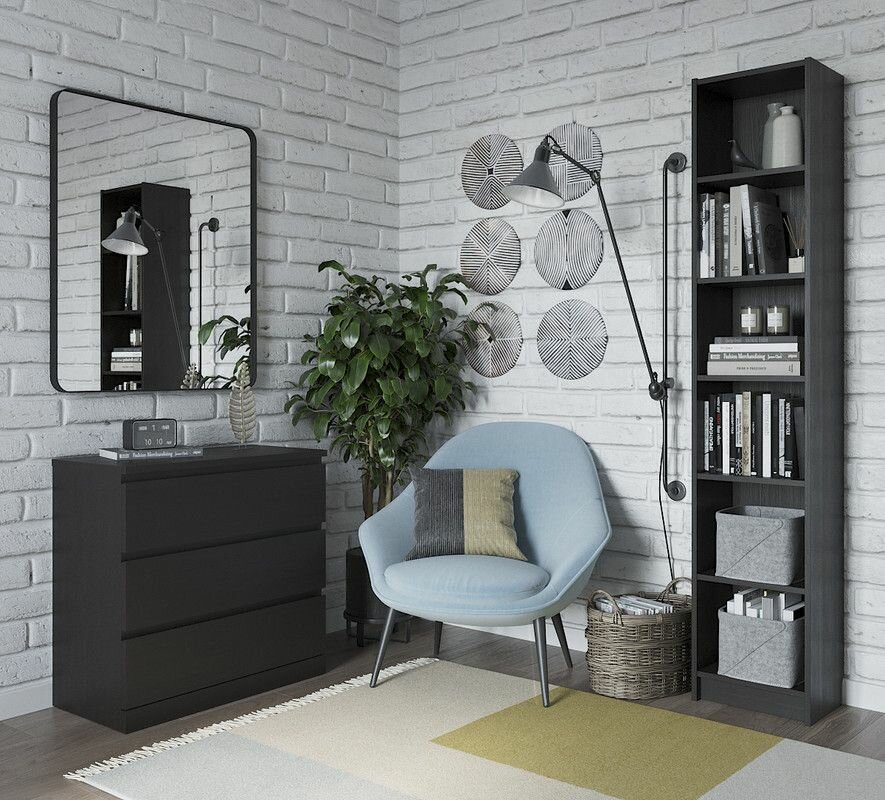 Комод Варма 3, 803х400х775, цвет Черный Ясень.