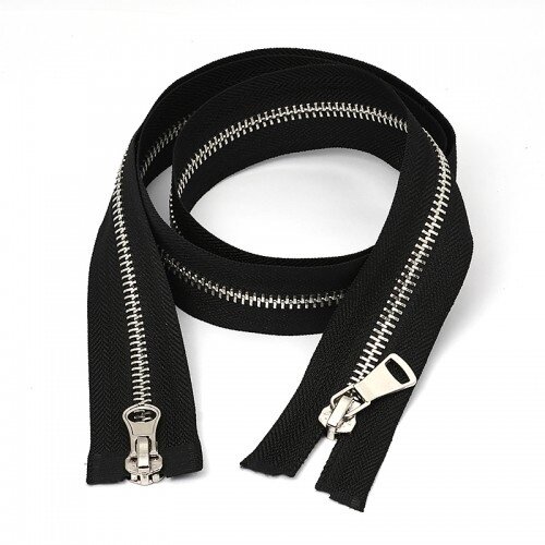 Молния MaxZipper металл №5 никель, 2 замка, 110 см цвет F322, черный, 10 шт (NIK5-2.110. F322)