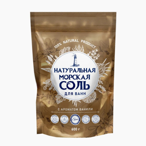 Натуральная морская соль для ванн Selena GREENFIELD Ваниль, 600 г