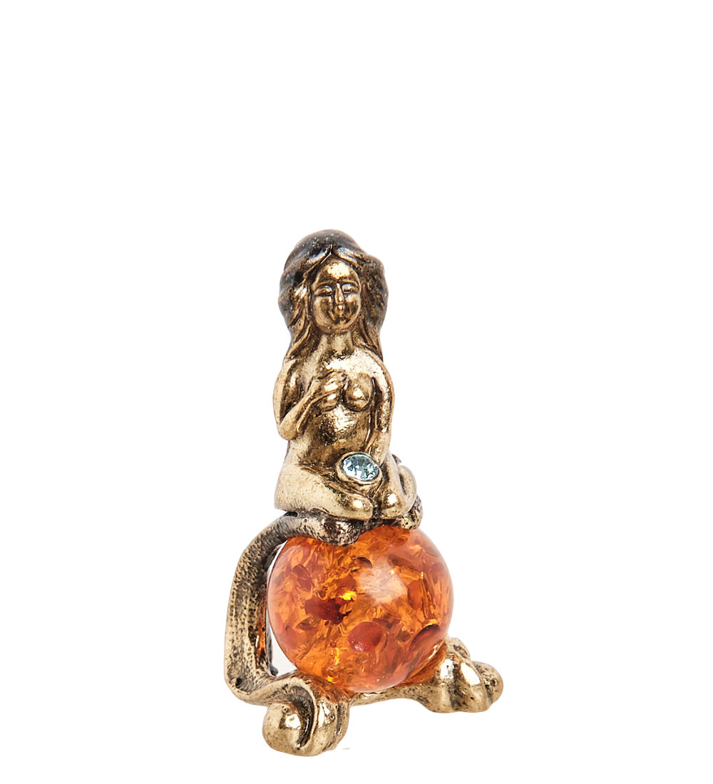 Фигурка 'Знак зодиака - Дева' (латунь, янтарь)