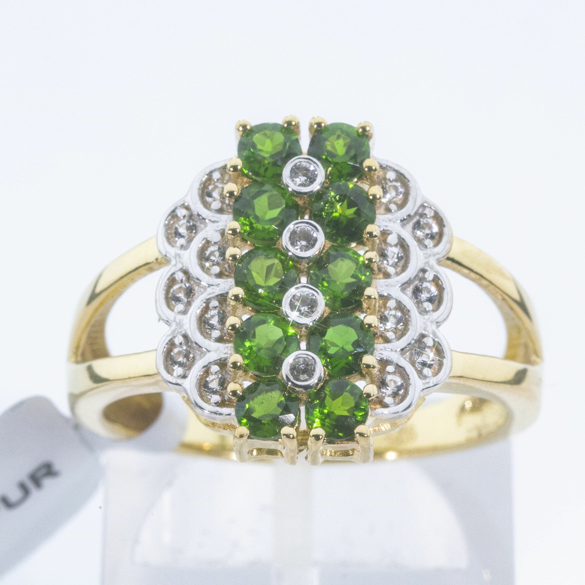 Кольцо тонкое, дорожка, серебро, 925 проба, топаз, хромдиопсид