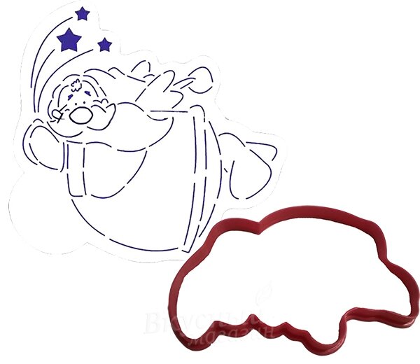 Трафарет для мастики/марципана Летящий Санта 11 см. с вырубкой М352 (Набор из 3 шт.)