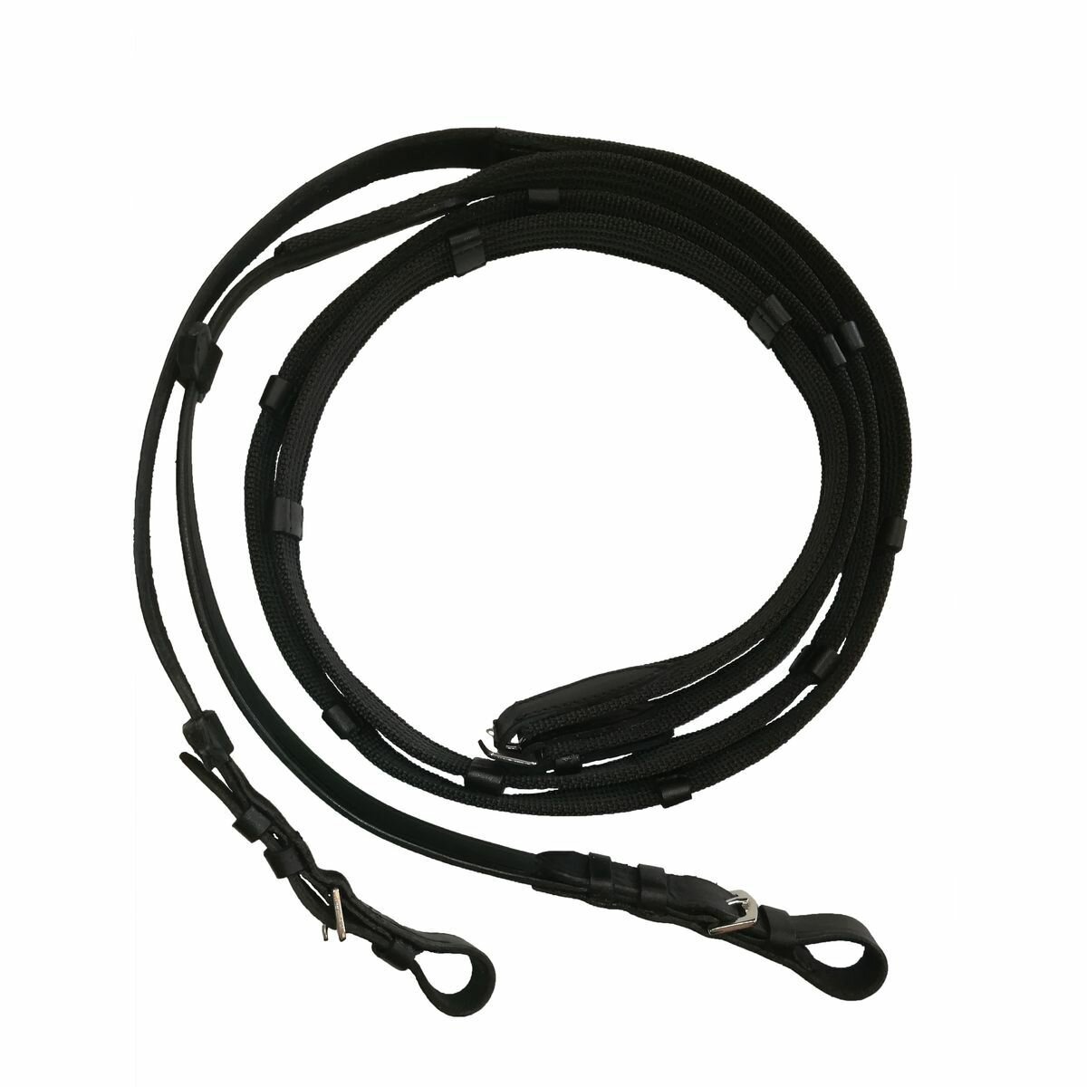 Повод для лошади тесьмяный с ограничителями по 5 см Daslo Чёрный, Full, 142 см