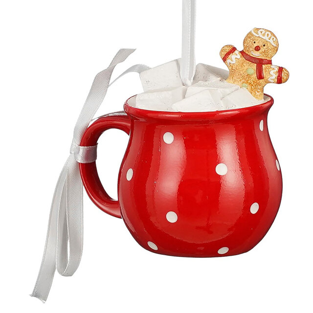 Елочная игрушка Кружка Горячего Какао 9 см красная, подвеска, Edelman, 1155377-3