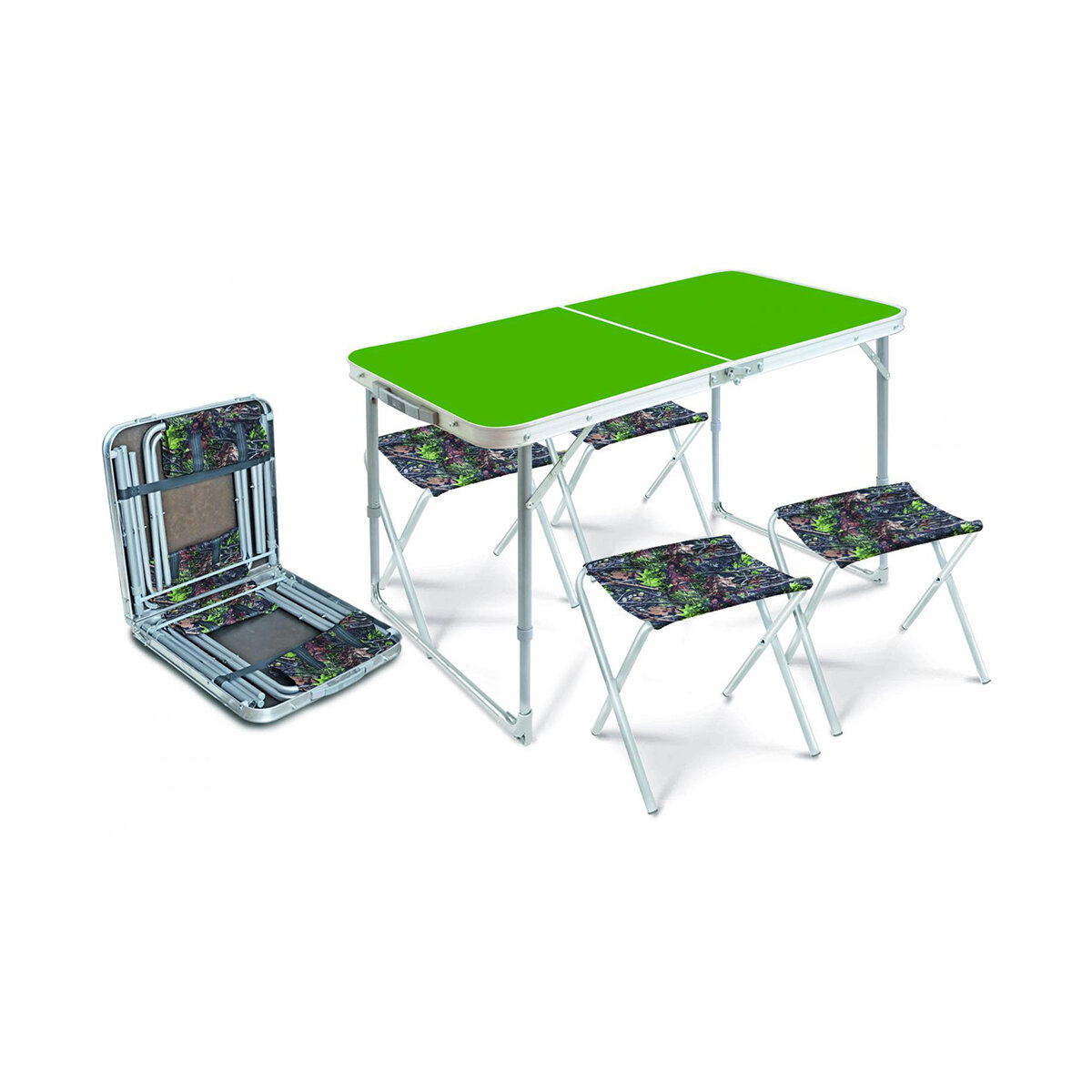 Комплект походный стол складн. Пласт. Влагост. 50 х 100 см+ 4 стула (дубовые листья) сст-к2/6 "Nika"