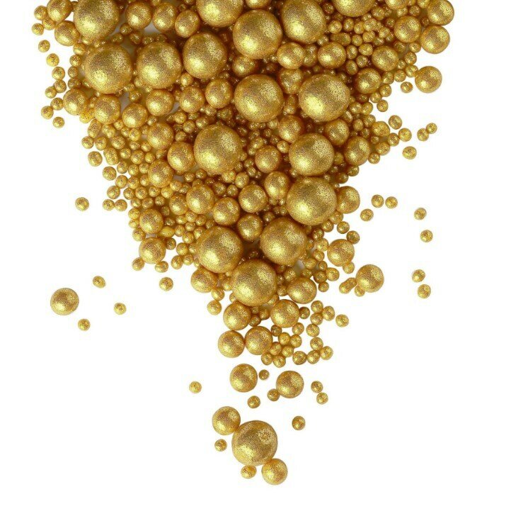 Декор Дутый рис Жемчуг золотой блеск 2-13 мм. Sweet bear, 100 гр. (Набор из 2 шт.)
