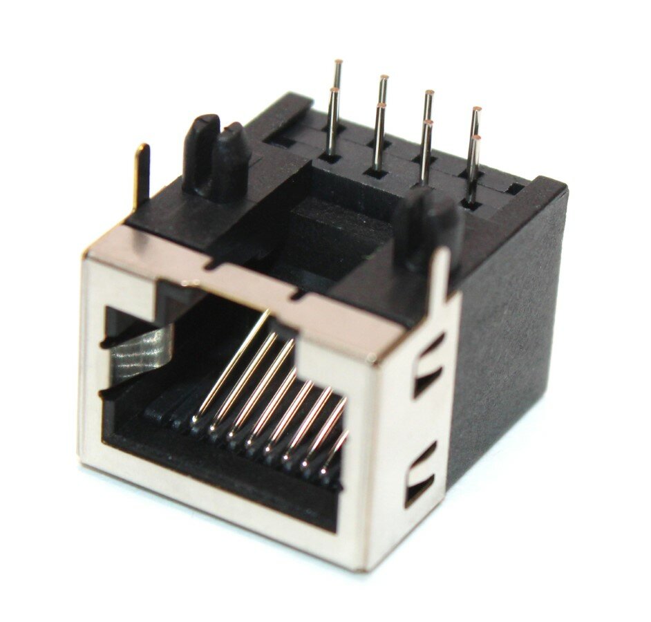 TJ8-8P8, Гнездо компьютерное 8P8C (RJ-45), RUiCHi, экранированное, под пайку