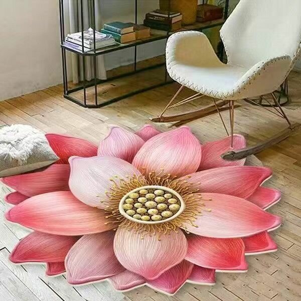 Ковры в форме цветов, Коврик прикроватный Цветы, Безшерстный ковер