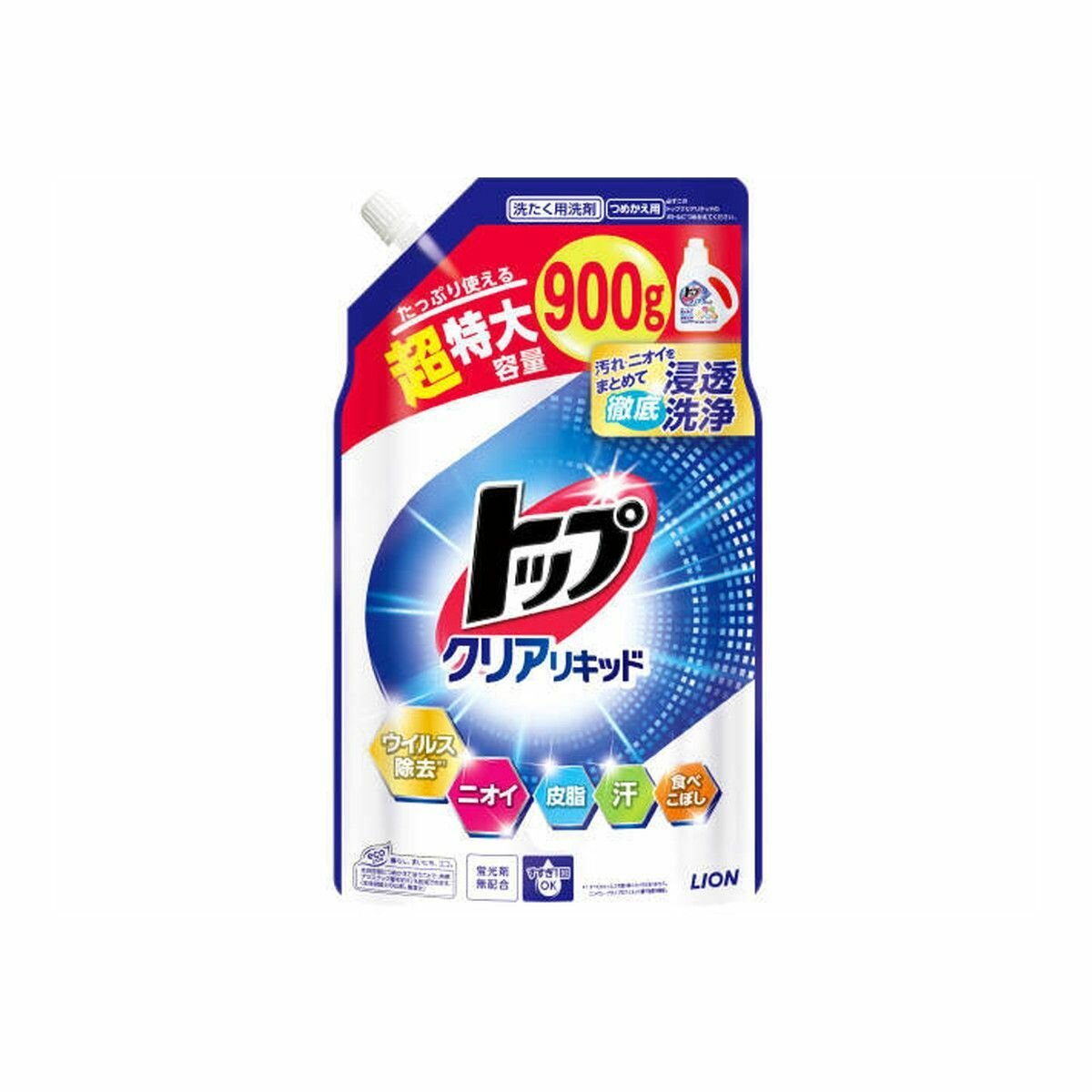 LION Жидкое средство для стирки Топ сила ферментов 900 г, мягкая упаковка с крышкой