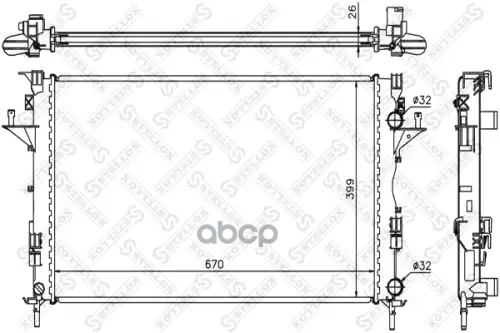 Радиатор системы охлаждения! АКПП Renault Laguna 1.6/1.8/2.0 01> Stellox арт. 1025357SX
