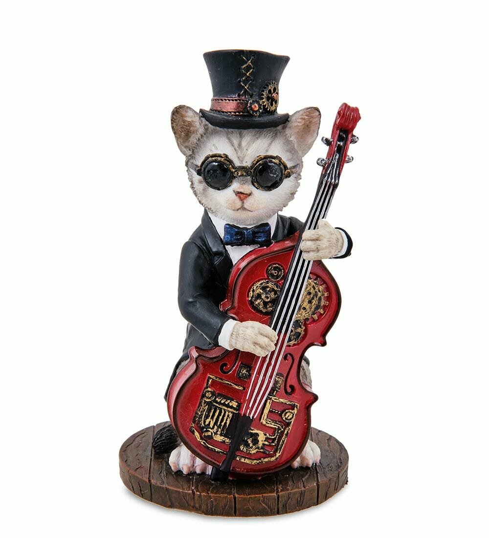 Статуэтка в стиле Стимпанк Мистер Кот с контрабасом A2182446 Veronese, Полистоун